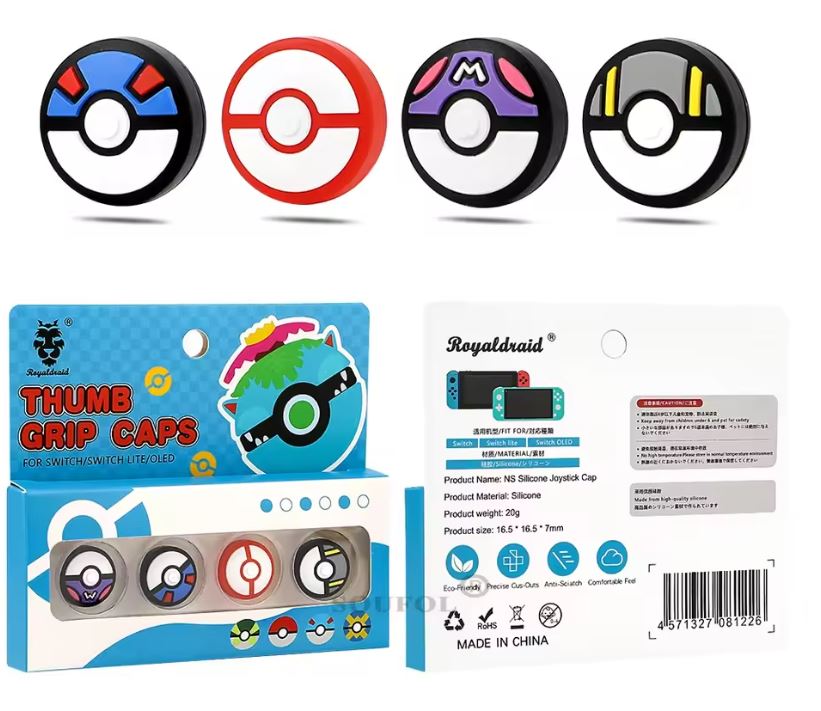 Thumb Grips - Pokeball Ver.1 - 4 Piezas - Nintendo Switch